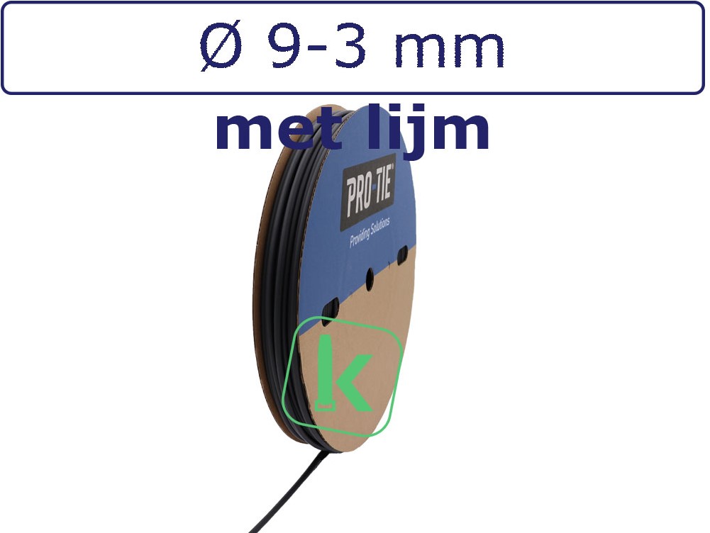 Krimpkous met Lijm 9-3 mm Zwart | Rol 50 meter | Kabelbinders.nl